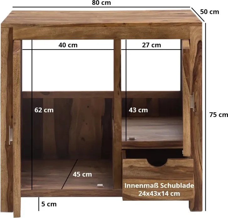 furniture-nabytek.cz - Masivní skříňka na umyvadlo z palisandru Lagos, lakované, hnědé – 80×50×75 cm