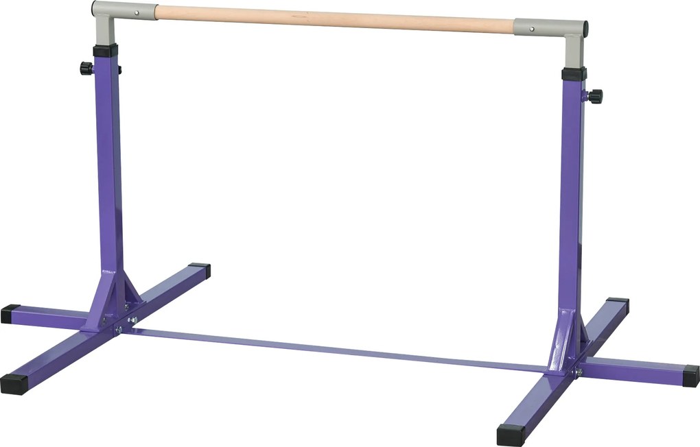 HOMCOM Dětská gymnastická tyč pro 3+ let, nastavitelné tréninkové barové zařízení 92-150 cm, horizontální gymnastická tyč pro zátěž 75 kg, 194x121x15…