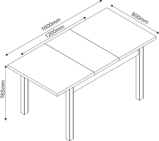 Jídelní stůl Adam 120x80 cm, bílý/beton, rozkládací