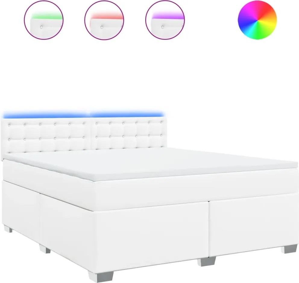 Box spring postel s matrací bílá 180x200 cm umělá kůže 3288433