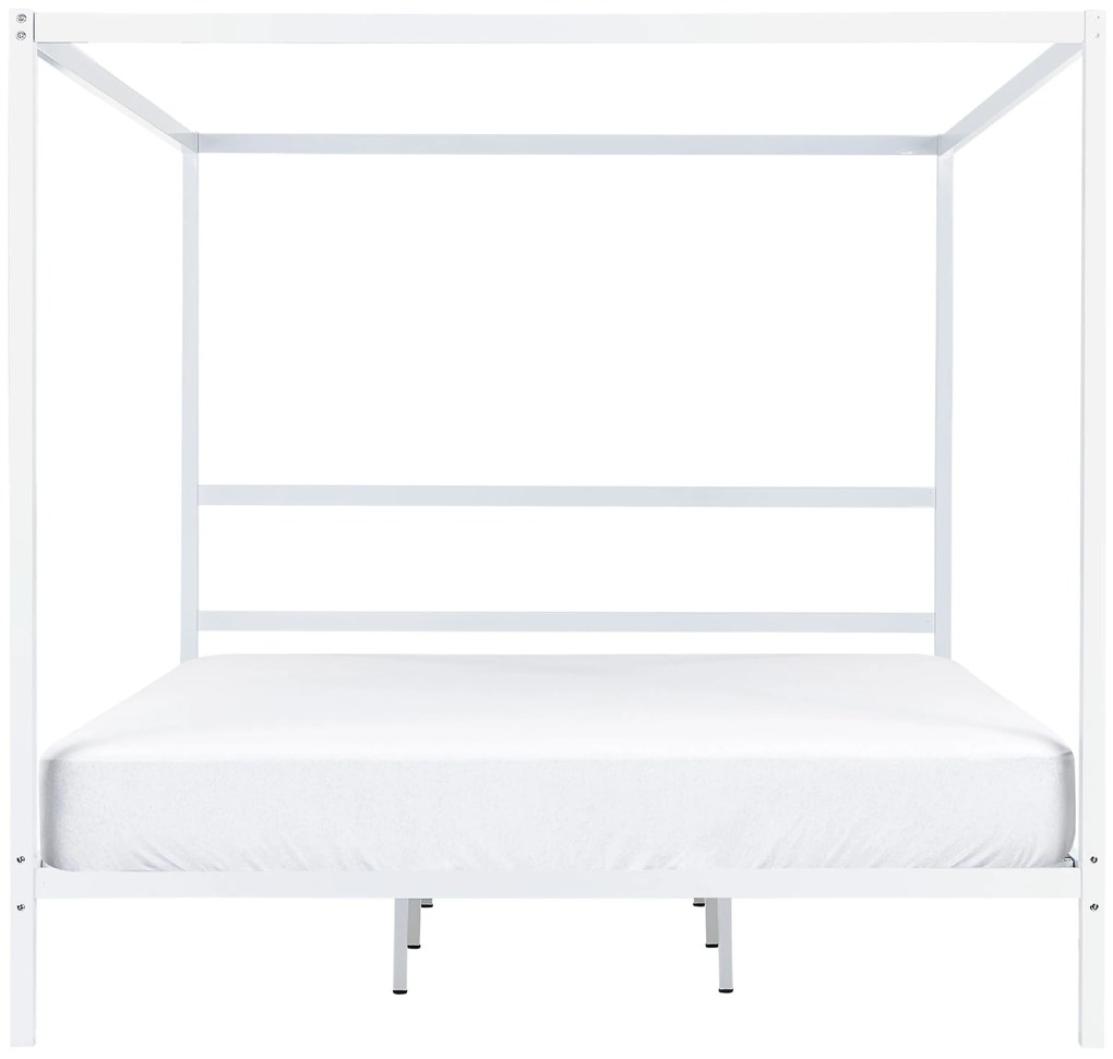 Kovová postel s baldachýnem 180 x 200 cm bílá LESTARDS Beliani
