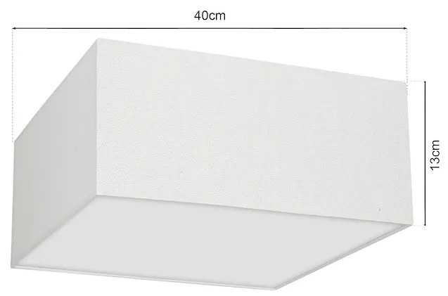 Stropní svítidlo Albion Square, 1x bílé bavlněné stínítko, (bílé plexisklo), (40cm)