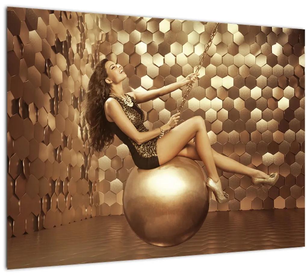 Obraz ženy ve zlaté místnosti (70x50 cm)