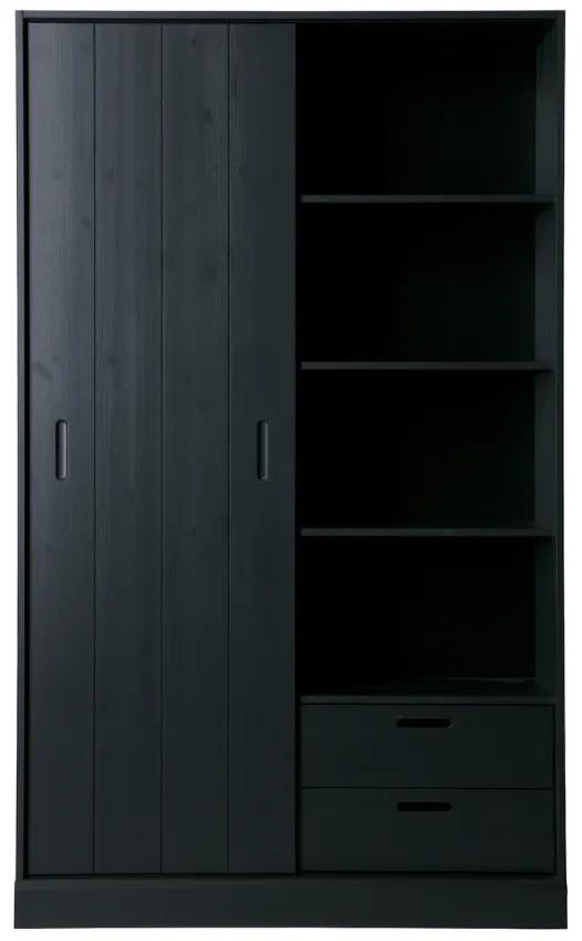 OnaDnes -20% Hoorns Černá dřevěná skříň Shelpine 200 x 120 cm