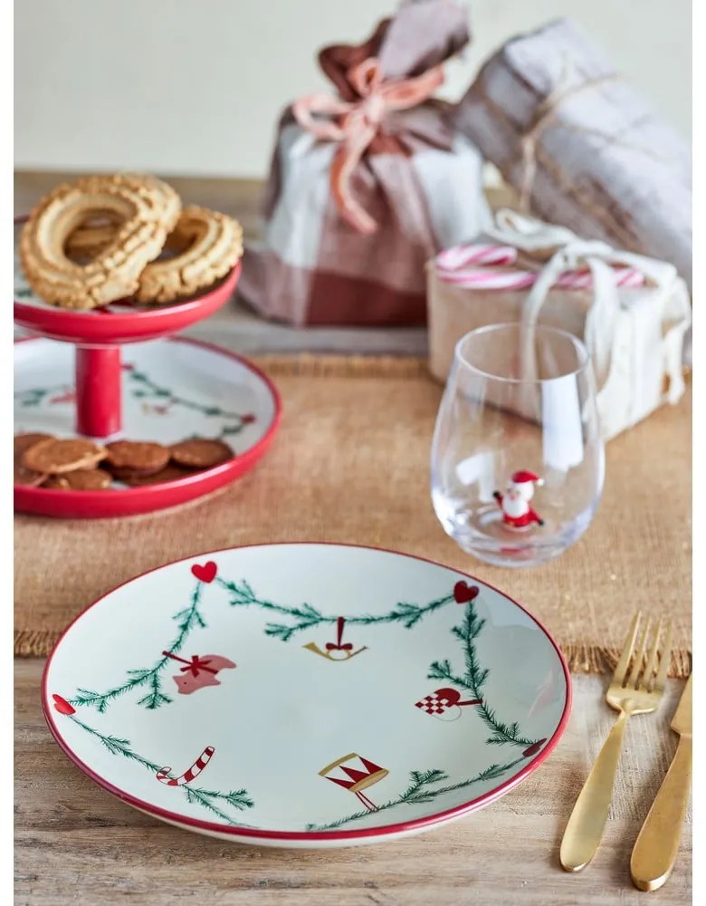 Krémový talíř s vánočním motivem z kameniny ø 25,5 cm Yule – Bloomingville