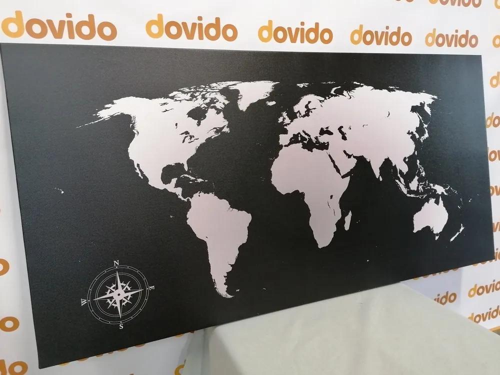 Obraz mapa světa v odstínech šedi - 120x60 cm