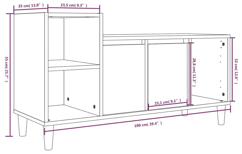 TV skříňka bílá 100x35x55 cm kompozitní dřevo - Default Title