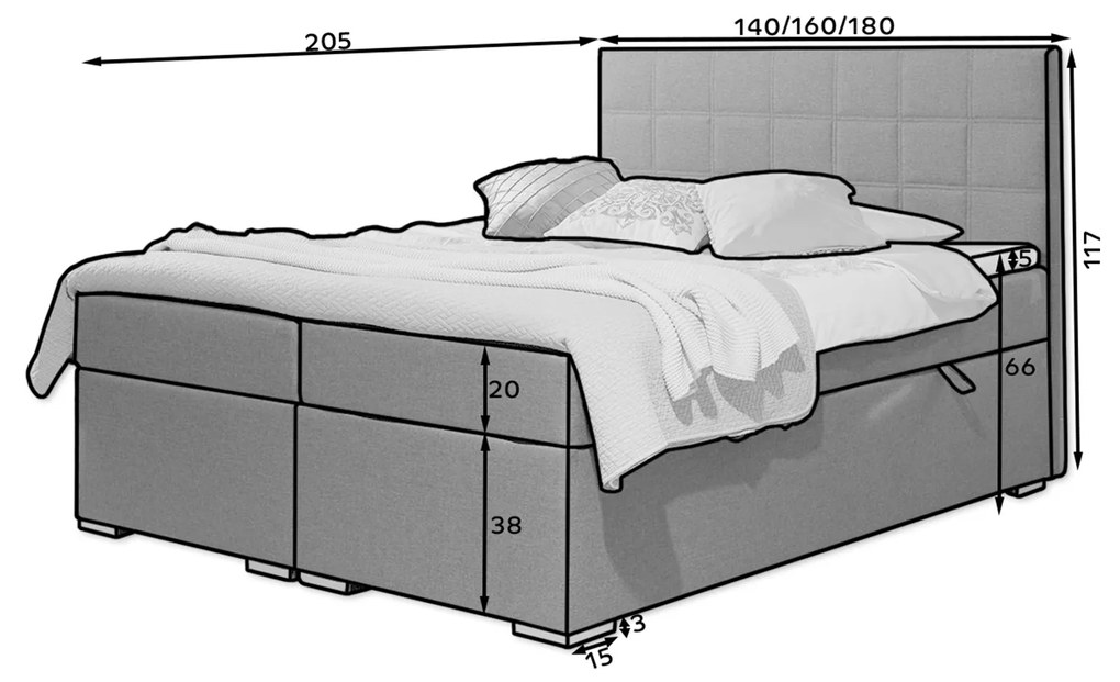 Eltap Čalouněná postel Alice s úložným prostorem Materiál a barva potahu: Soft 33 - béžová, Rozměr: 160x200