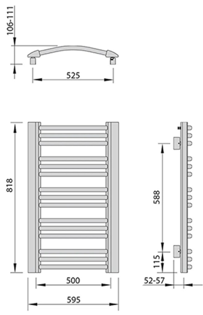 Sapho EGEON otopné těleso 595x818 mm, stříbrná strukturální - EG609SS