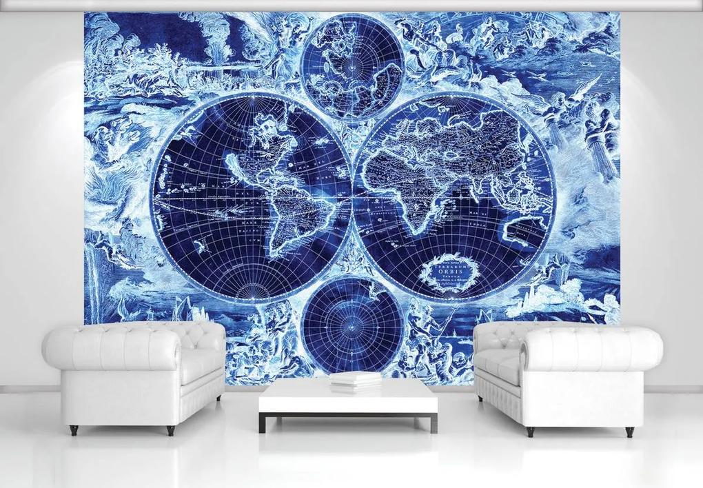 Fototapeta - Mapa světa - námornická modř (152,5x104 cm)