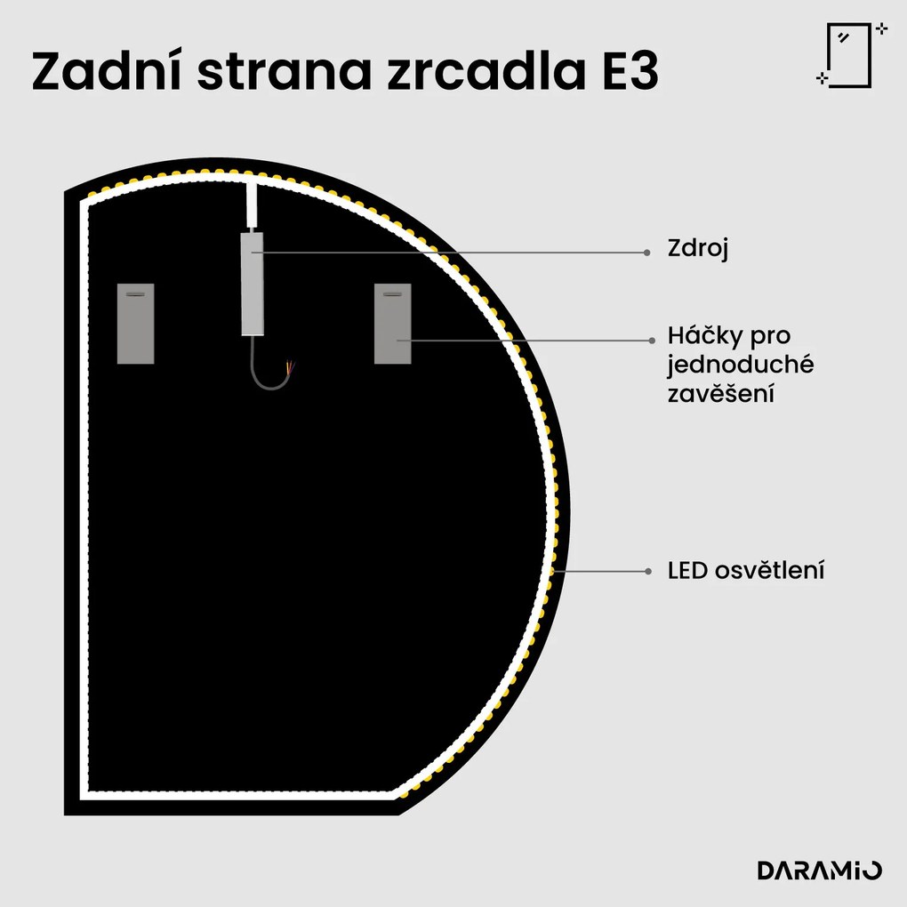 Kulaté zrcadlo do koupelny s LED osvětlením E3
