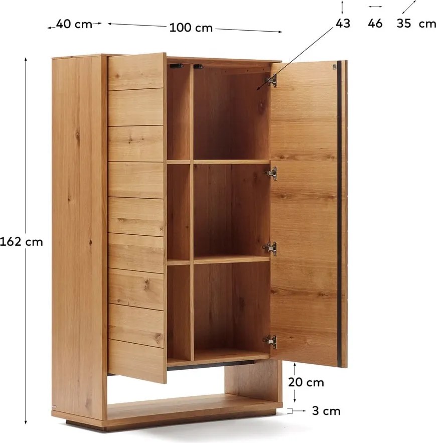 Skříňka v dekoru dubu v přírodní barvě 100x163,5 cm Alguema – Kave Home