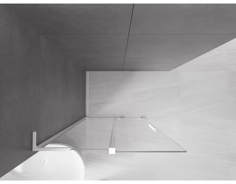Mexen Velar L, posuvná sprchová zástěna Walk-in 120 x 200 cm, 8mm čiré sklo, bílá matná, 871-120-003-03-20