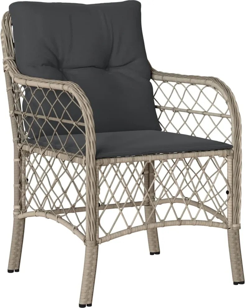 3dílný bistro set s poduškami světle šedý polyratan 3212173