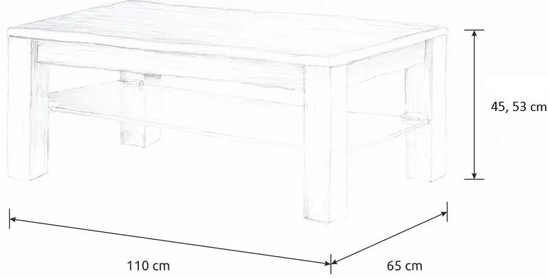 Wooded Konferenční stolek Chicago Glass z masivu BUK Výška stolku: 53 cm