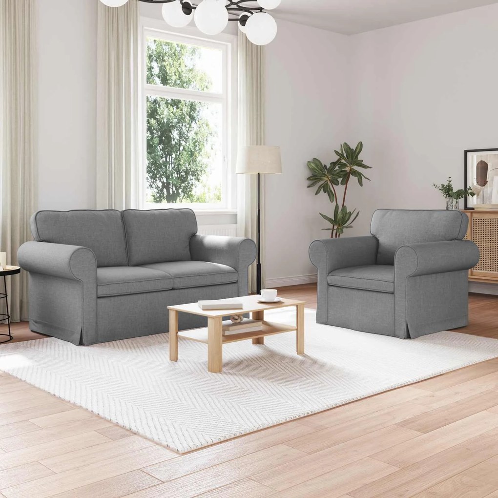 Set pohovek 2 ks Světle šedá textil 3407486