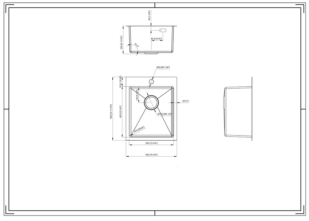 Gamma Gamma, 1-komorový nerezový dřez 400x500x210 mm, broušené zlato, GMA-S4050-GD