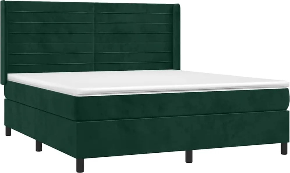 Box spring postel s matrací tmavě zelená 180x200 cm samet 3132756