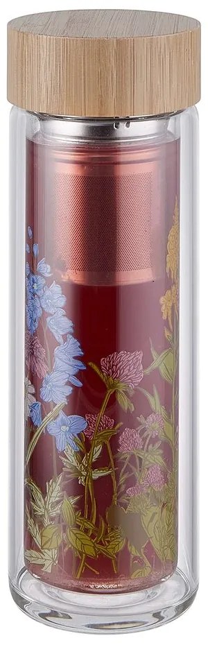 TEA TENDER Láhev na čaj s květinovým potiskem 450 ml