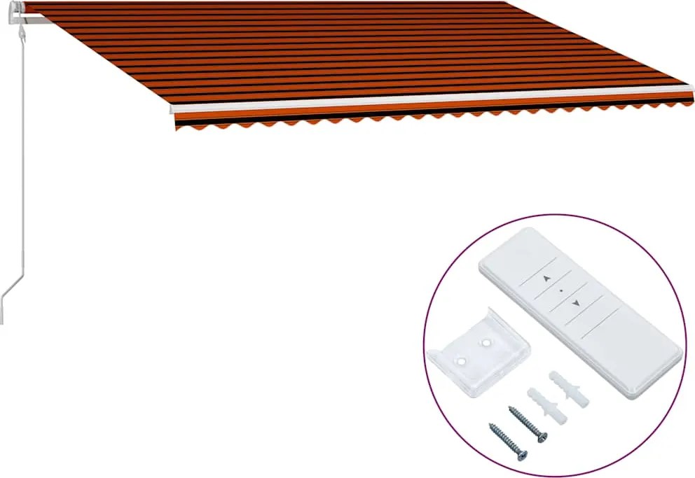 Automatická zatahovací markýza 600 x 300 cm oranžovo-hnědá 3051208