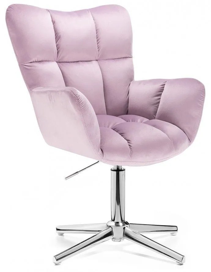 LuxuryForm Křeslo AURORA VELUR na stříbrném kříži - levandule