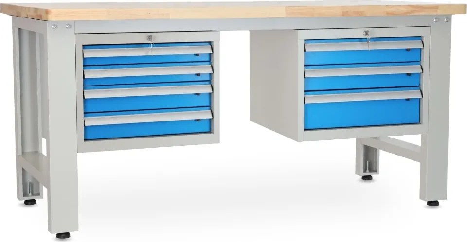 Dílenský stůl Solid OAK-43, 180 cm, 2 závěsné boxy, dub