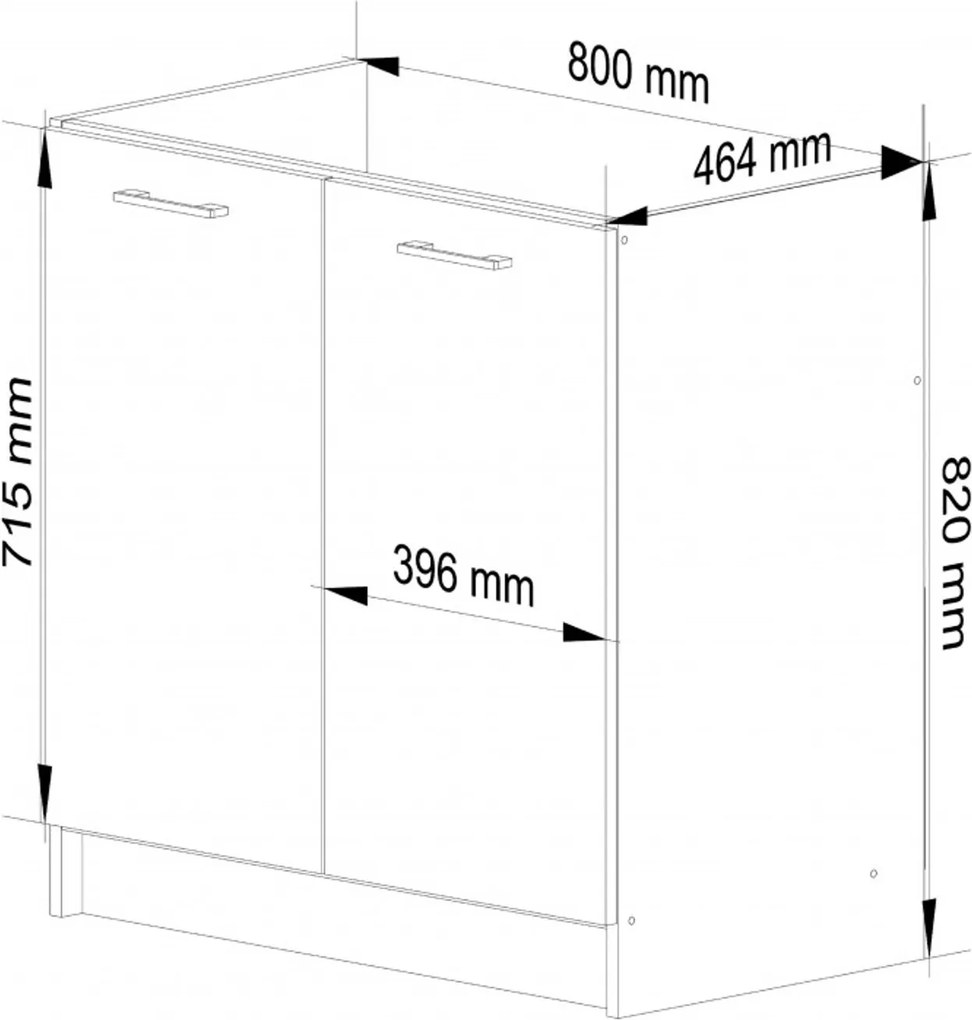 Kuchyňská skříňka OLIVIA S80 2D - bílá/beton