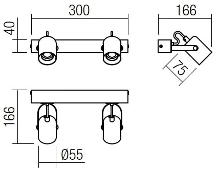 Redo 01-2416 - Nástěnné svítidlo TAFFI 2xE27/42W/230V černá/buk