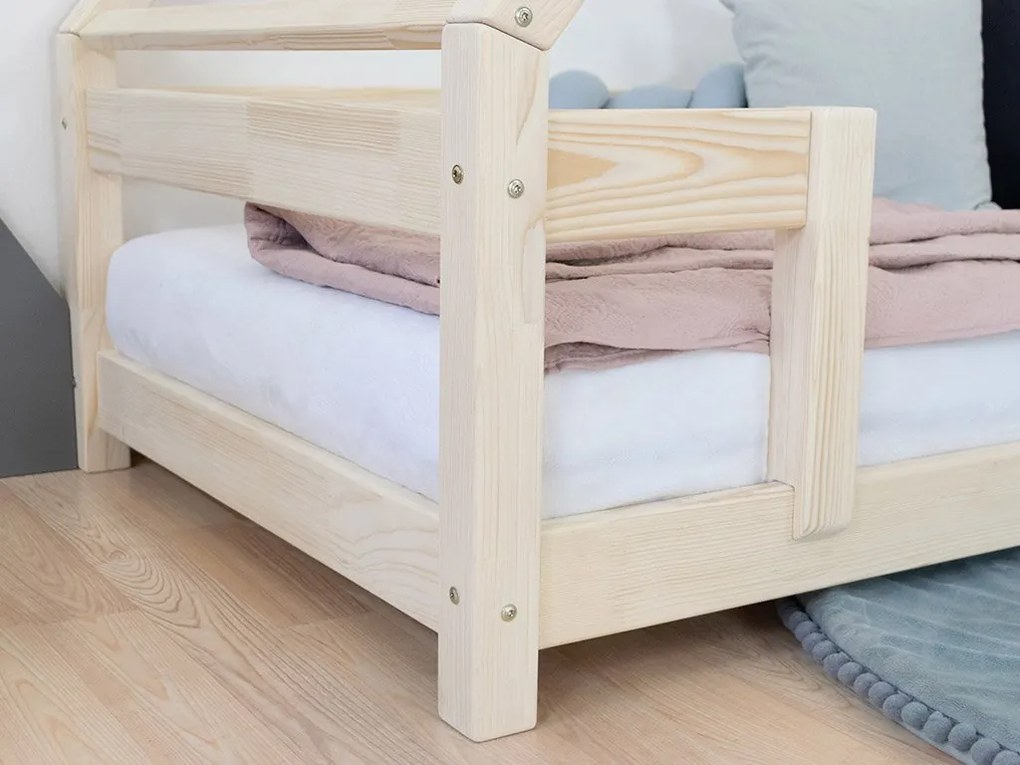 Benlemi Dětská domečková postel TAHUKA ve tvaru týpí s bezpečnostní zábranou Zvolte barvu: Béžová, Zvolte rozměr: 120x200 cm