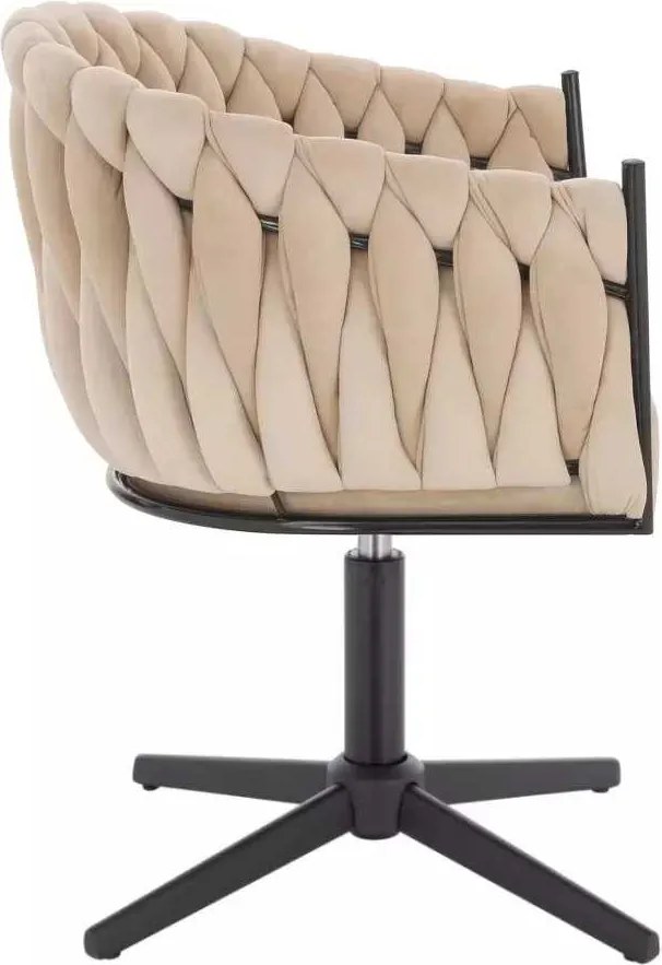 LuxuryForm DESIGN Otočná židle NORDEN VELUR na černém kříži - krémová