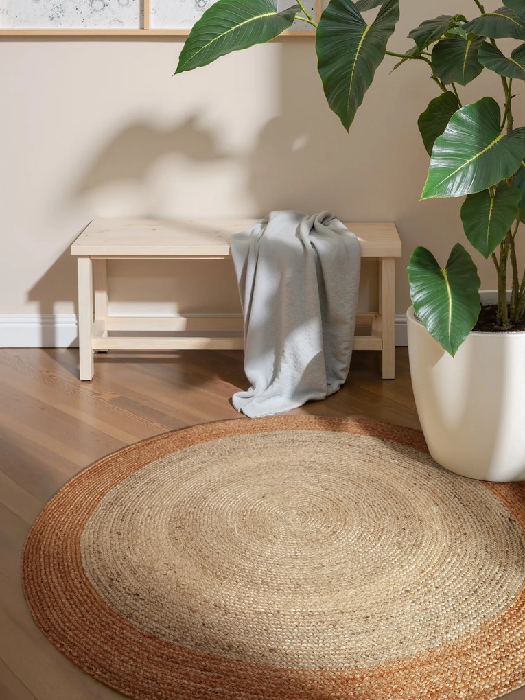 Hanse Home, Kusový koberec Looma 106225 Natur Ivory/Gold kruh, 200x200 (průměr) kruh, béžová, chodba / předsíň