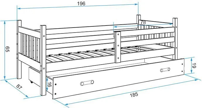 BMS Group Dětská postel s úložným prostorem CARINO 200x90 bílá Barva šuplíku: Bílá