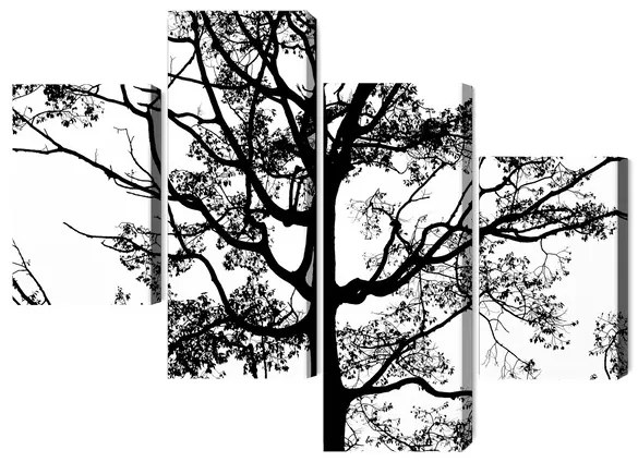 Vícedílný obraz Černý Strom Na Bílém Pozadí Nedostatek Nedostatek Přírodní plátno 80x50