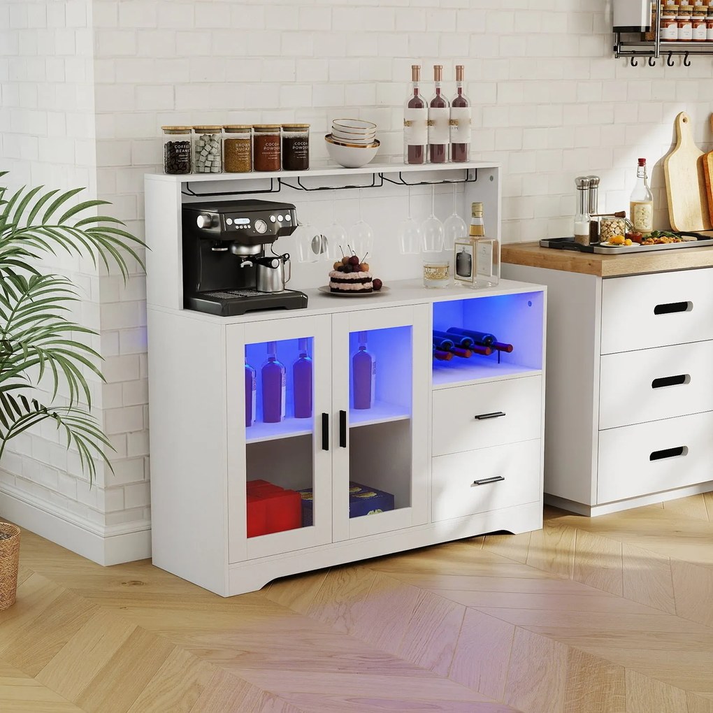 Costway Kuchyňská skříňka bufetová s otevřenými – 120 × 40 × 115,5 cm