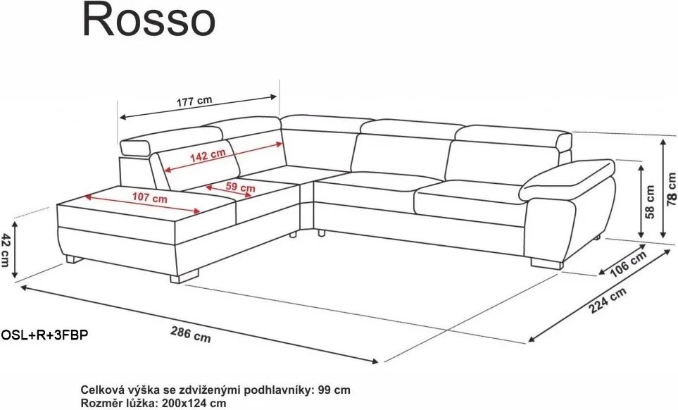 Stagra Rohová sedací souprava Rosso