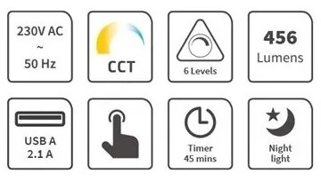 LED Stmívatelná stolní lampa s USB LED/9W/230V 3000K/4000K/5500K černá