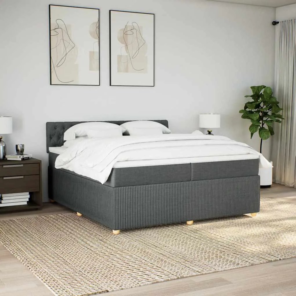 Box spring postel s matrací tmavě šedá 200x200 cm textil 3287571