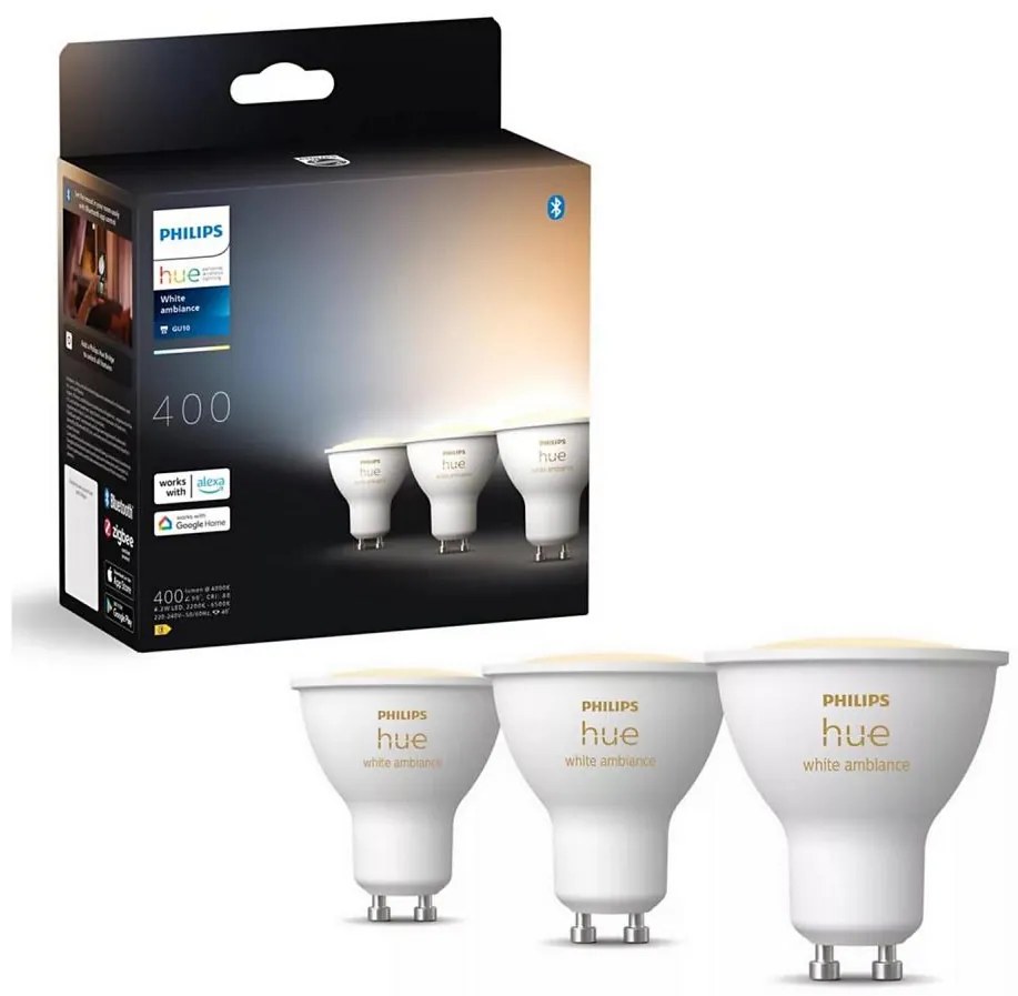 SADA 3x LED Stmívatelná žárovka Philips Hue WHITE AMB. GU10/4,2W/230V 2200-6500K