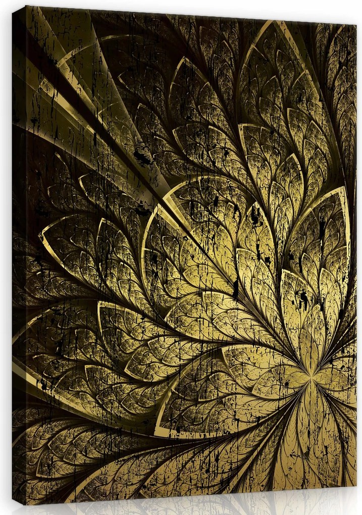 Obraz 60x80 Abstrakce zlato černá metalíza elegance luxus umění