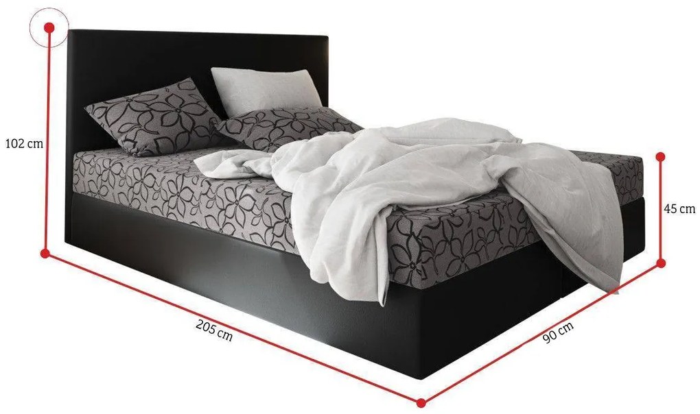 Expedo Čalouněná postel boxspring ELONA 2, 90x200, flowers 83/sioux hnědá, levá