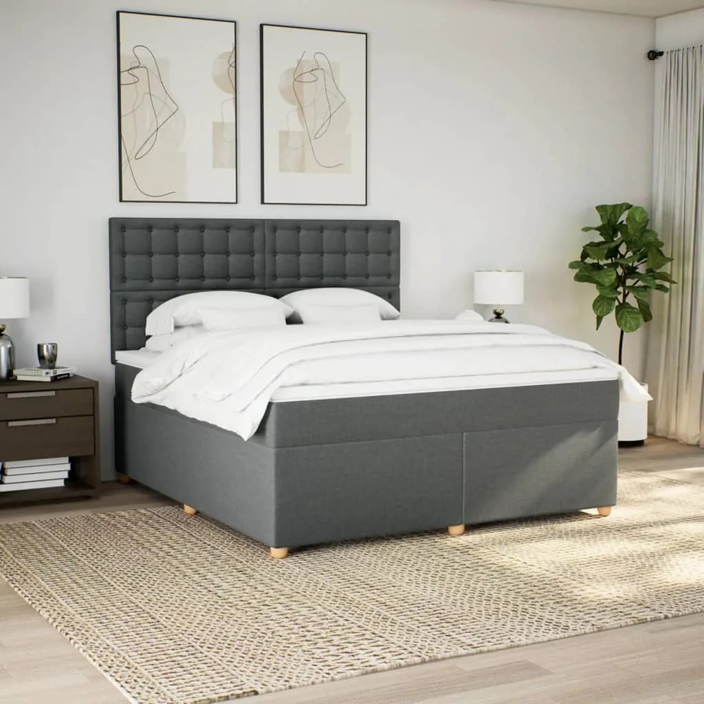Box spring postel s matrací tmavě šedá 180x200 cm textil 3291374