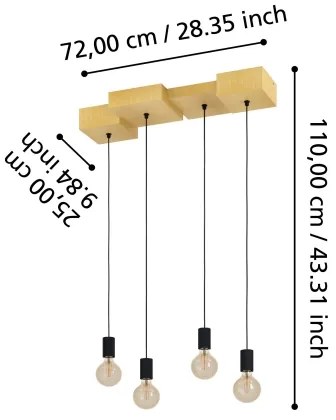 Eglo 43799 - Lustr na lanku HALKIN 4xE27/40W/230V