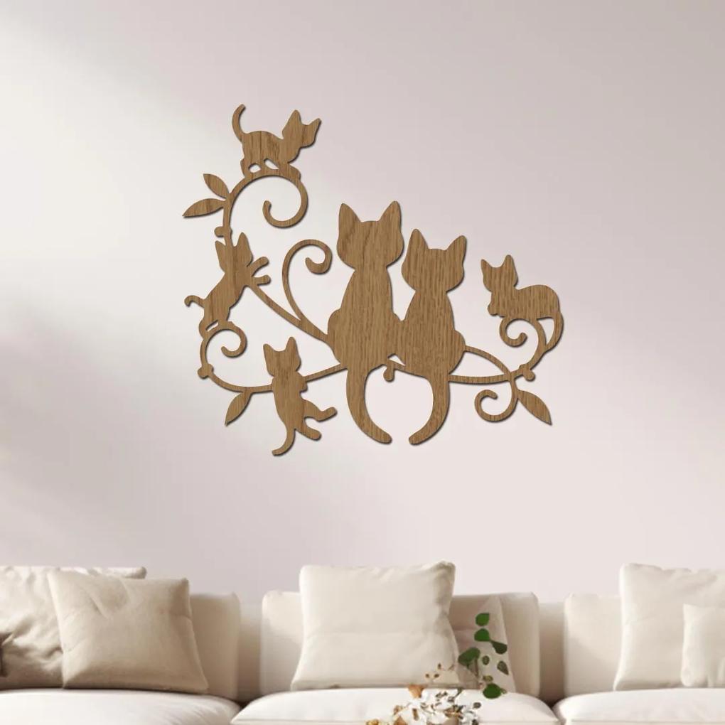 dřevo života Dřevěná dekorace na zeď Kočičky Rozměry (cm): 37x40, Barevný vzor: Bílá