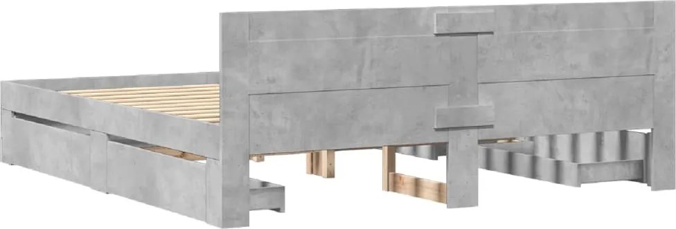 Rám postele s čelem betonově šedý 200 x 200 cm kompozitní dřevo 3295537