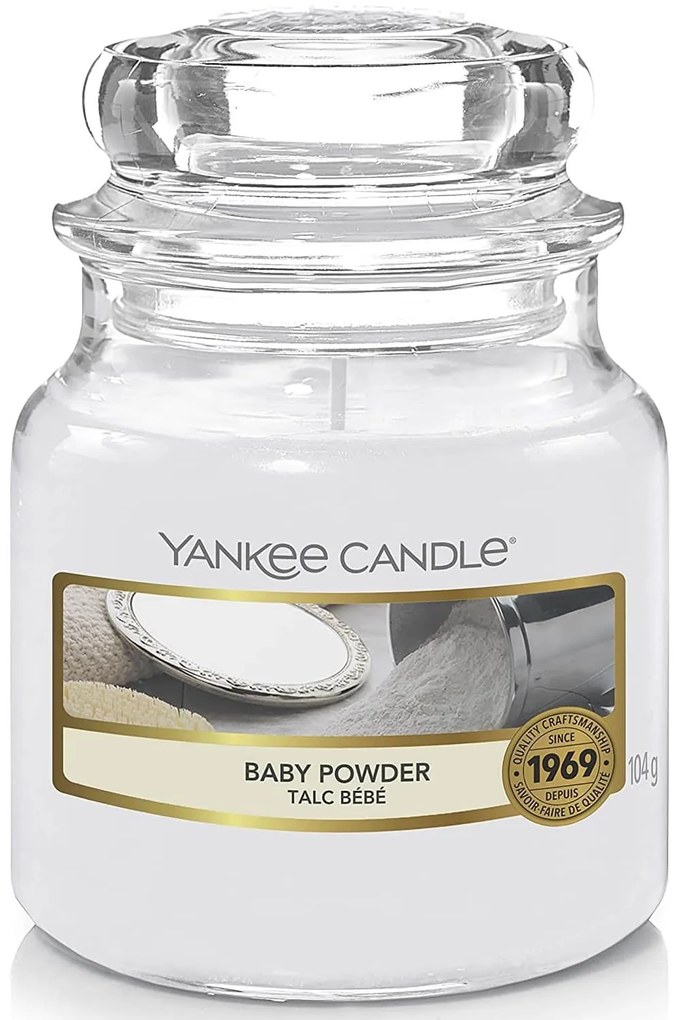 Yankee Candle Svíčka Yankee Candle 104gr - Baby Powder, bílá barva, sklo