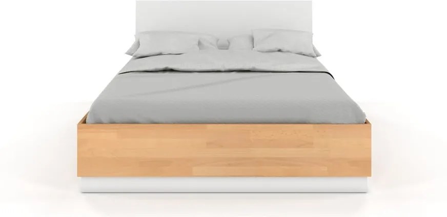 Dvoulůžková postel z bukového a borovicového dřeva s bílým detailem SKANDICA Finn, 180 x 200 cm