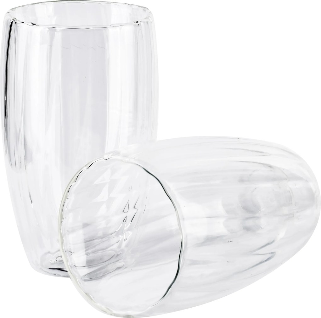 Sada 2 ks skleněných hrnků PETER STRIPES 450 ml čirá