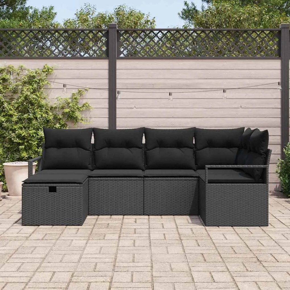 Set pohovek 6 ks Černá polyratan 3359182