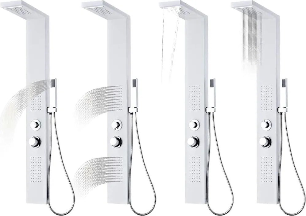 Sprchový panel set hliníkový matný bílý 142372