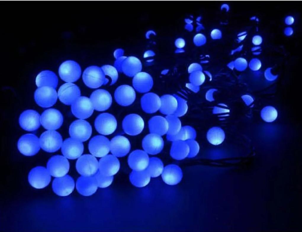 Vnitřní LED vánoční řetěz s kuličkami - modrá, 5m, 40 LED